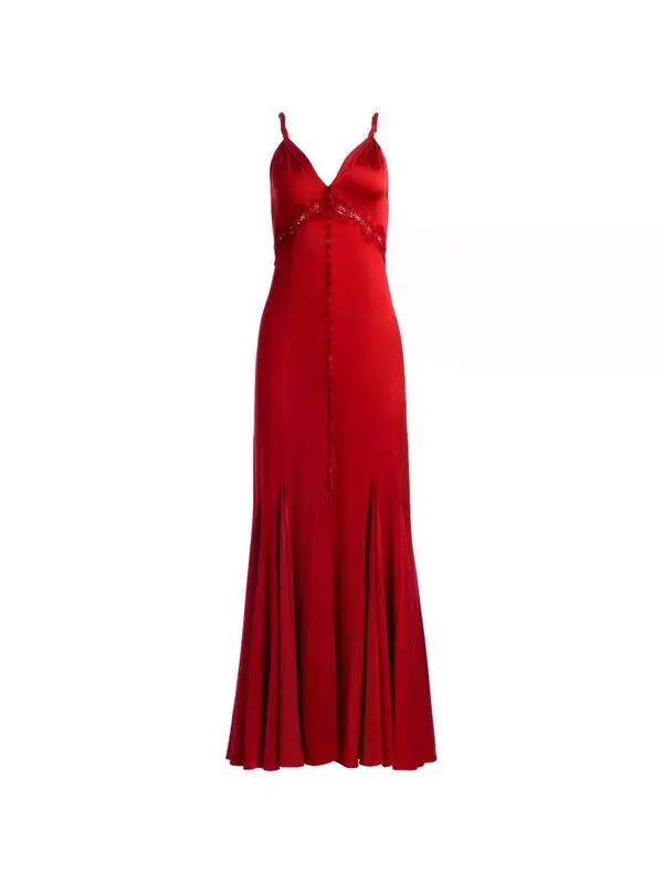 Alice + Olivia Nisa Lace-trim Godet Maxi Dress - Red