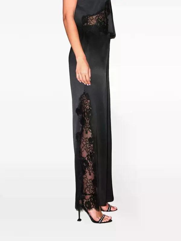 FLEUR DU MAL Lace-trim Satin Trousers