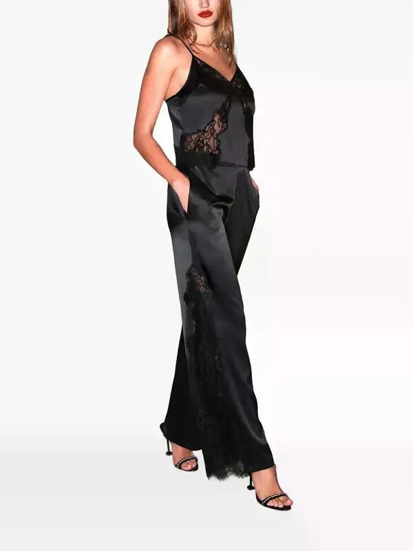 FLEUR DU MAL Lace-trim Satin Trousers
