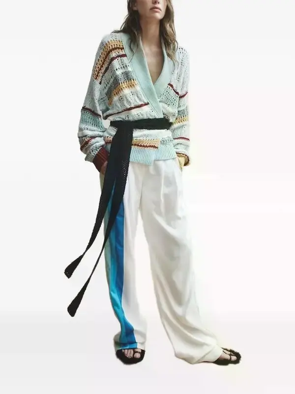 Hellessy Dax Belted Stripe-knit Cardigan