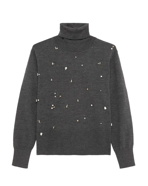 Alpha Studio Embellished Turtleneck Sweater