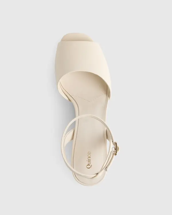 Quince Italian Leather Platform 115mm Block Heel - Bone