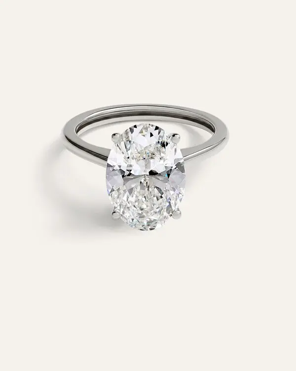 Quince Lab Grown Diamond Oval Trellis Cathedral Engagement Ring 4ct - Platinum