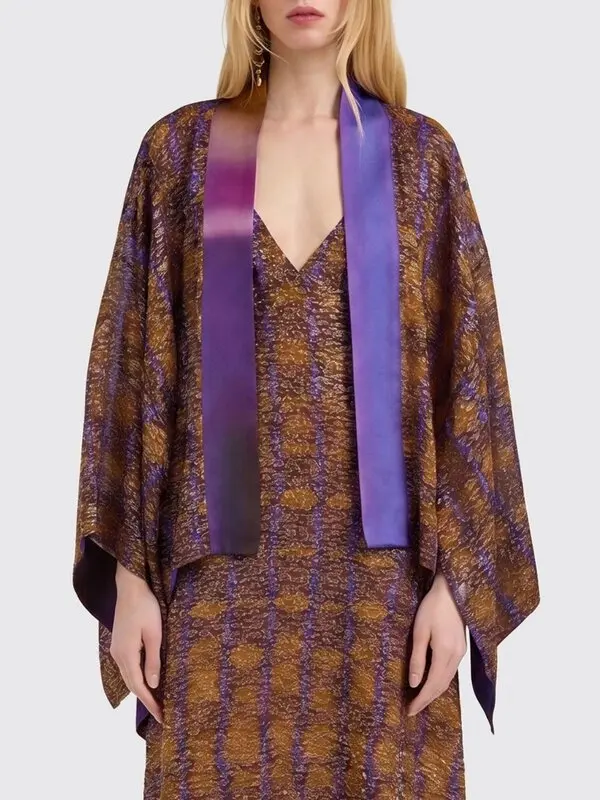 Momoni Dine Short Cape In Viscose Blend With A Shawl Collar - Leather