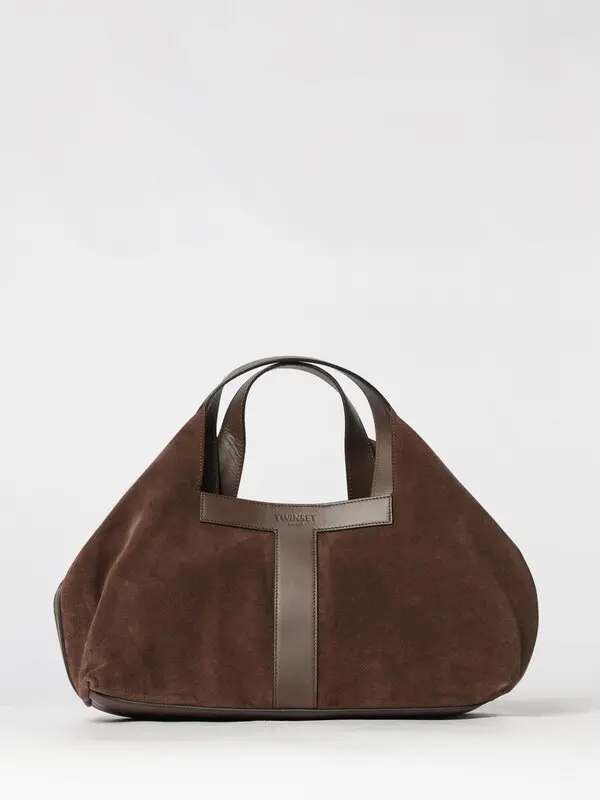 TWINSET Suede Flared Handbag With Double Handle