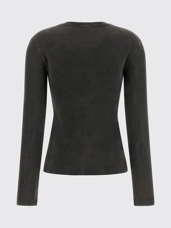 Off-White Long-sleeve Cotton T-shirt With Contrast Logo - Black