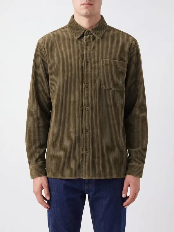 A.p.c. Short Corduroy Shirt Jacket With Patch Pockets - Beige