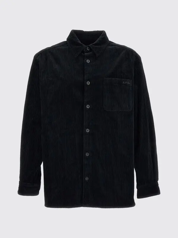 A.p.c. Short Corduroy Shirt Jacket With Patch Pockets - Black