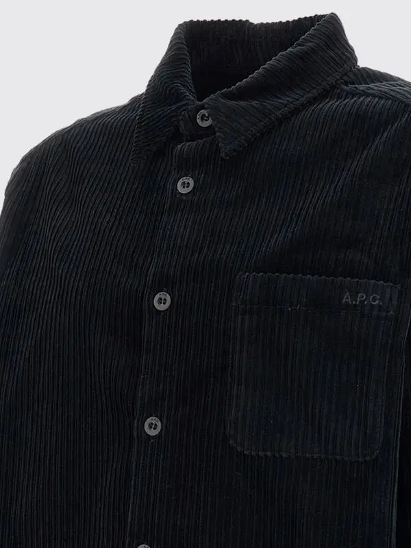 A.p.c. Short Corduroy Shirt Jacket With Patch Pockets - Black