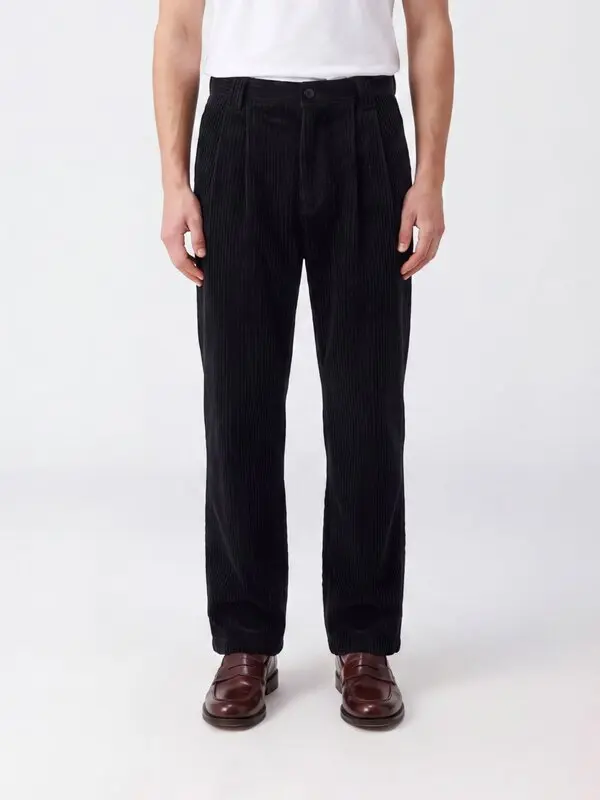 A.p.c. Ricky Wide-leg Cotton Trousers With Pleats - Black