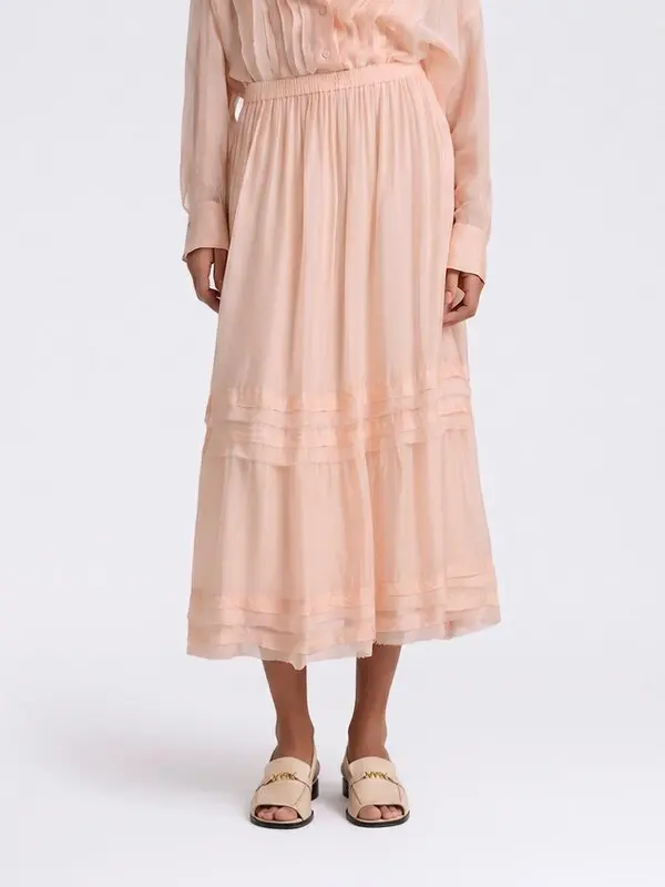 Momoni Silk Blend Midi Skirt - Pink