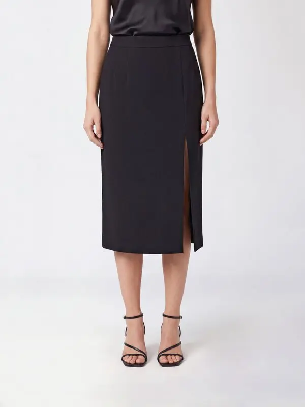 Dolce & Gabbana High-waisted Virgin Wool Midi Pencil Skirt With Slit - Black