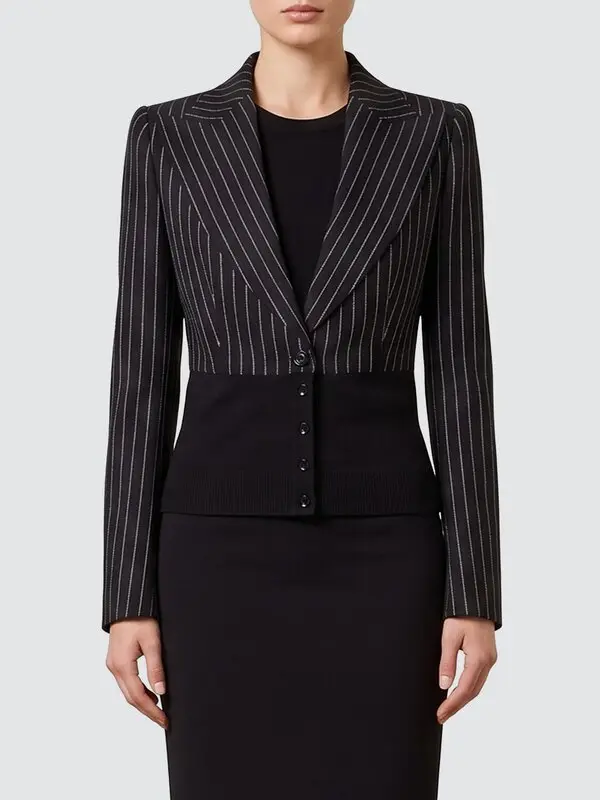 Dolce & Gabbana Slim Fit Pinstriped Wool Single-breasted Blazer With Peak Lapels