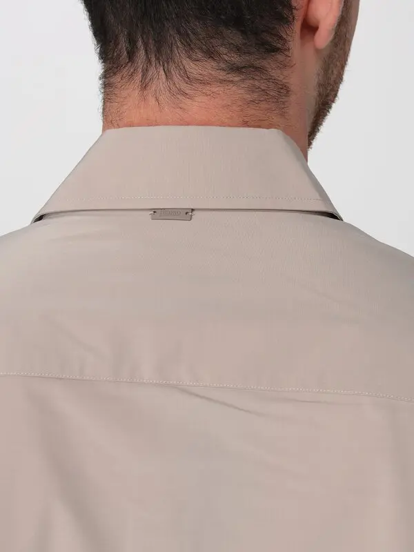 Herno Stretch Modal Casual Shirt With Point Collar And Patch Pocket