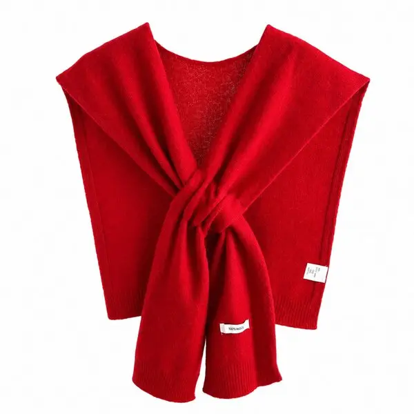 MY LITTLE NATURE Sweater Imitation Wool Shawl For Layering - Red