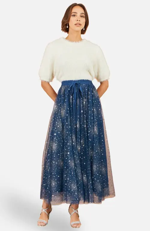 YUMI Star Sparkle Tulle Maxi Skirt