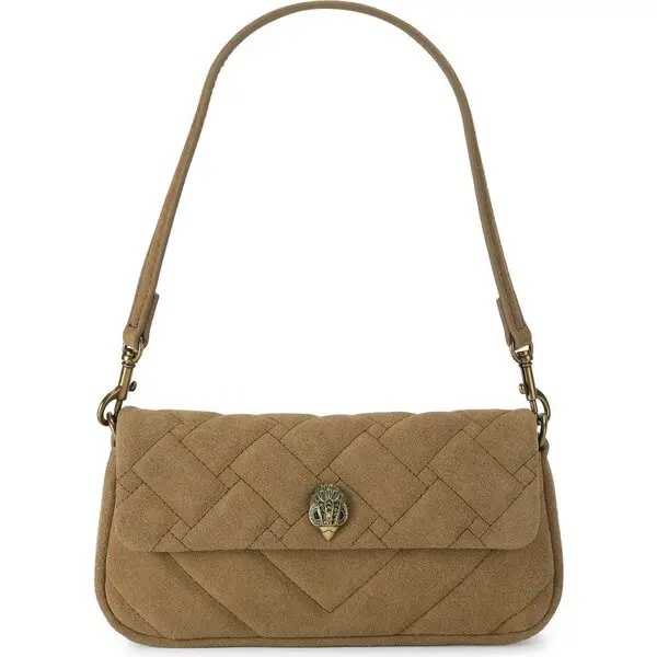 Kurt Geiger Pickle Quilted Suede Shoulder Bag - Tan