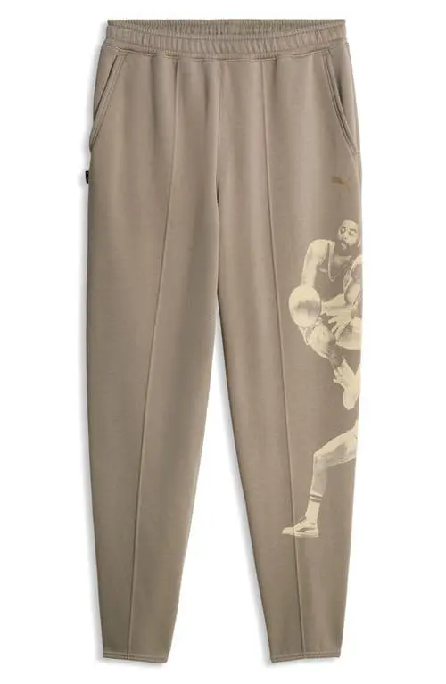 PUMA Memory Lane Cotton Blend Sweatpants - Mouse Gray
