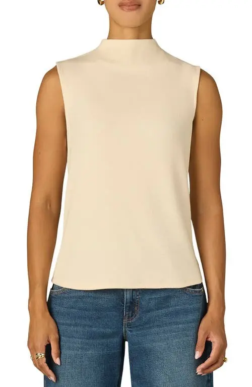 Wit & Wisdom Mock Neck Sleeveless Ribbed Knit Top
