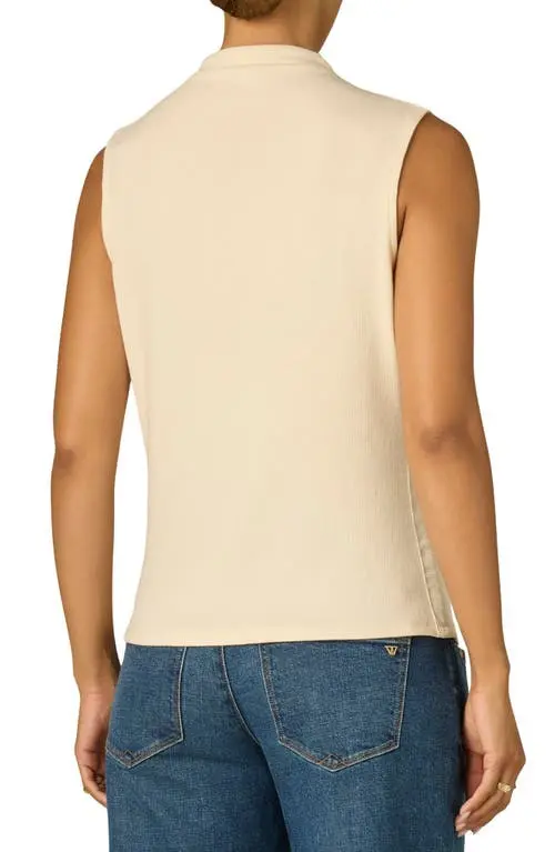 Wit & Wisdom Mock Neck Sleeveless Ribbed Knit Top