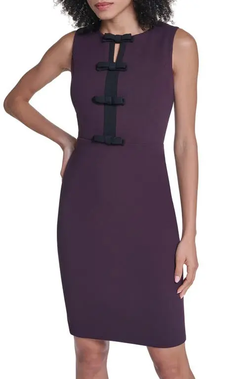 Karl Lagerfeld Paris Bow Sheath Dress - Fig/black
