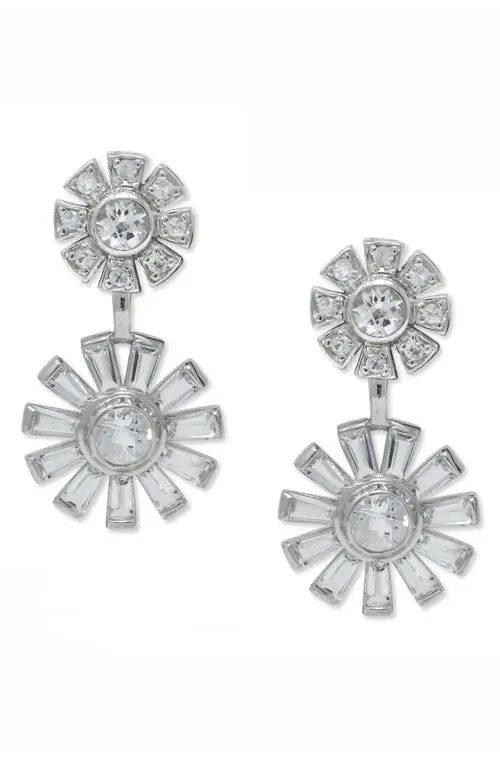 Anzie Cléo Windmill Deco Drop Earrings With White Topaz - Clear Topaz/silver