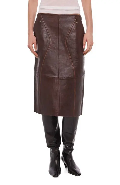 Helmut Lang Leather Midi Skirt