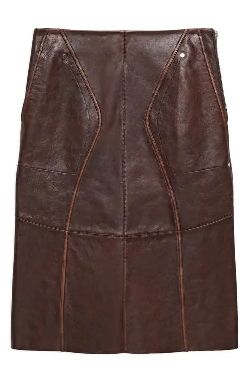 Helmut Lang Leather Midi Skirt