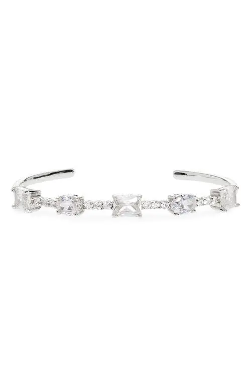 Nordstrom Mixed Crystal Cuff Bracelet - Clear- Silver