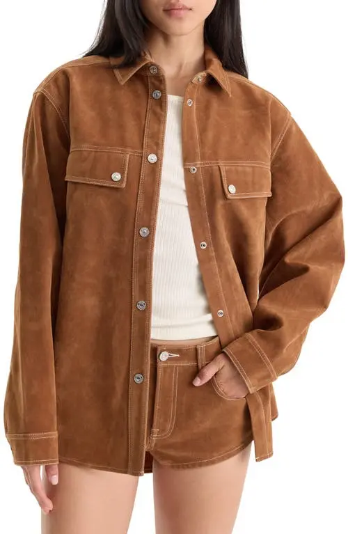 Good American Better Than Suede Overshirt - Cafe Clay