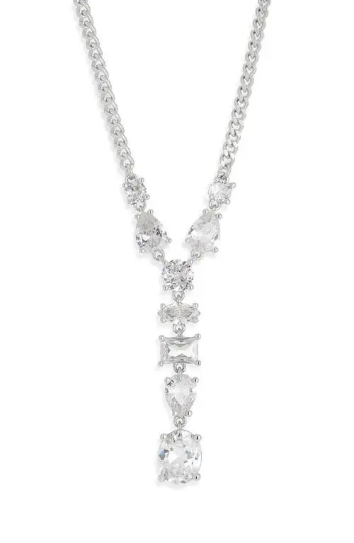 Nordstrom Mixed Crystal Y-necklace - Clear- Silver