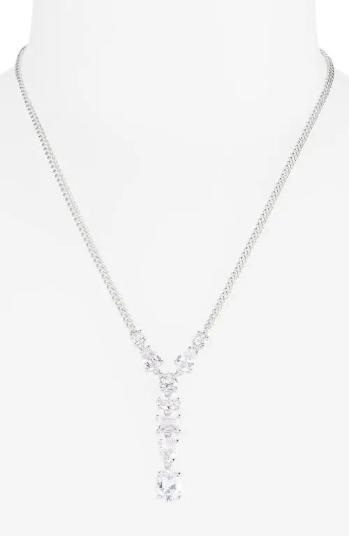 Nordstrom Mixed Crystal Y-necklace - Clear- Silver
