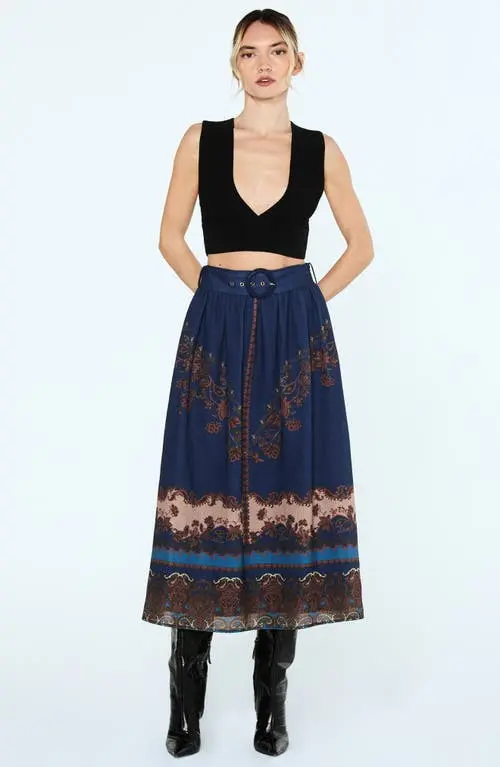 CIEBON Jaxine Belted Midi Skirt
