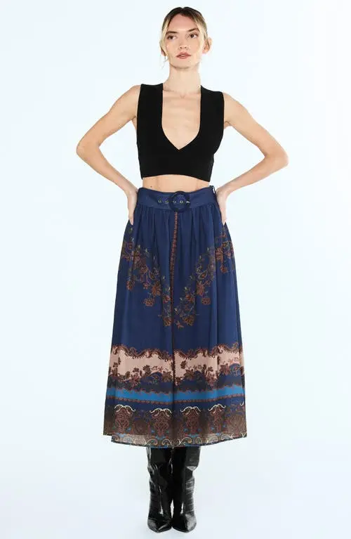 CIEBON Jaxine Belted Midi Skirt