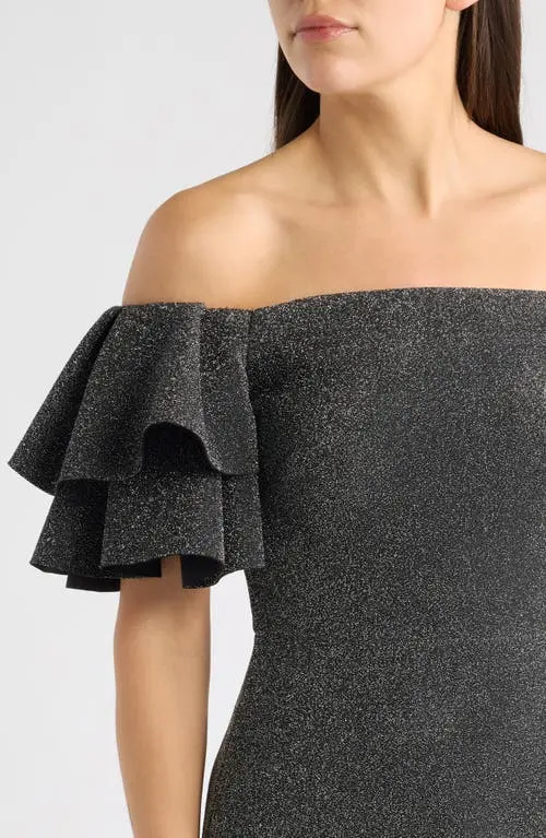 Eliza J Off-the-shoulder Metallic Cocktail Dress