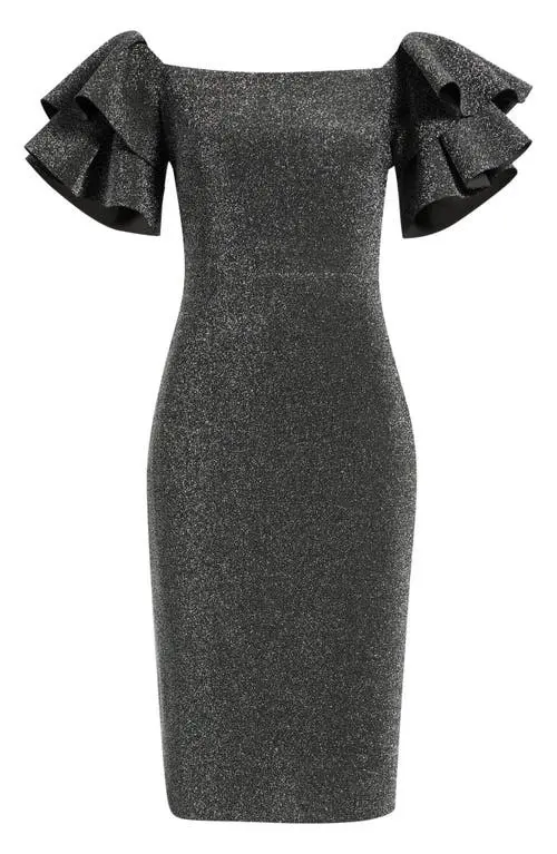 Eliza J Off-the-shoulder Metallic Cocktail Dress