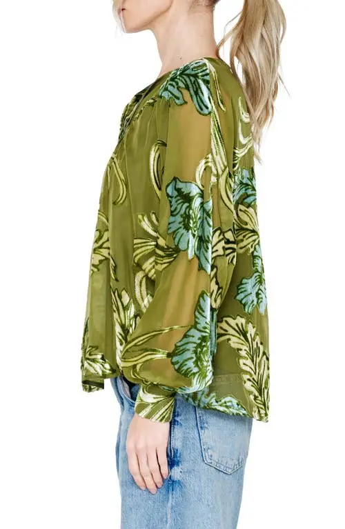 CIEBON Cindy Burnout Velvet Floral Top