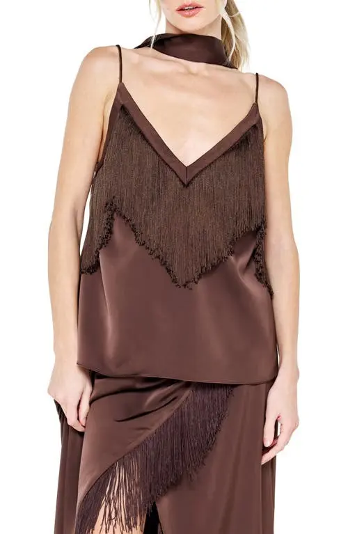CIEBON Enza Fringe Camisole With Scarf - Brown