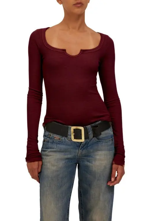 PROJECT SOCIAL T Ribbed T-shirt - Dark Cherry