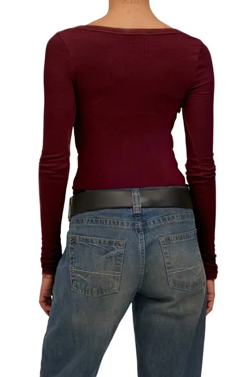 PROJECT SOCIAL T Ribbed T-shirt - Dark Cherry