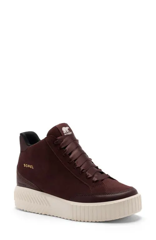 Sorel Ona Ave Waterproof Zip Mid Leather Sneaker - Red Lodge/snow