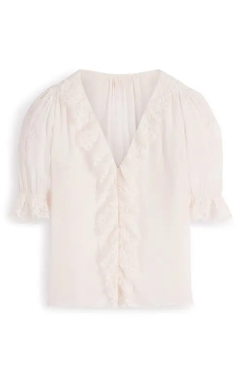 Boden Ruffle V-neck Lace Top