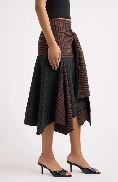 FENERS Promesa Pinstripe Flared Midi Skirt