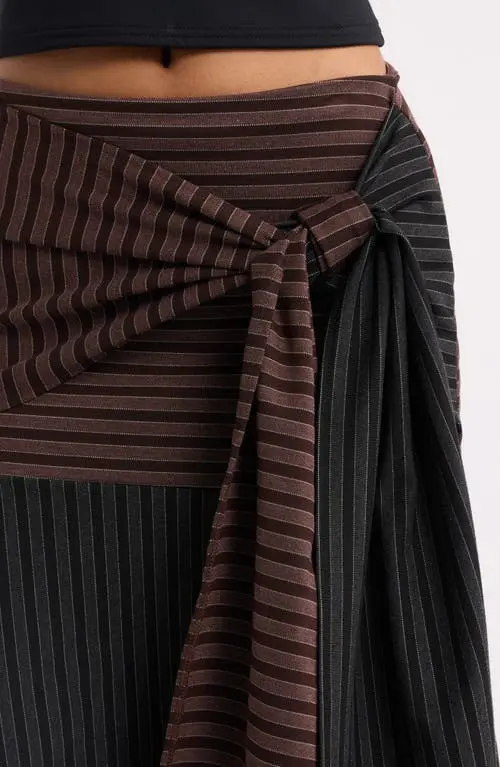 FENERS Promesa Pinstripe Flared Midi Skirt