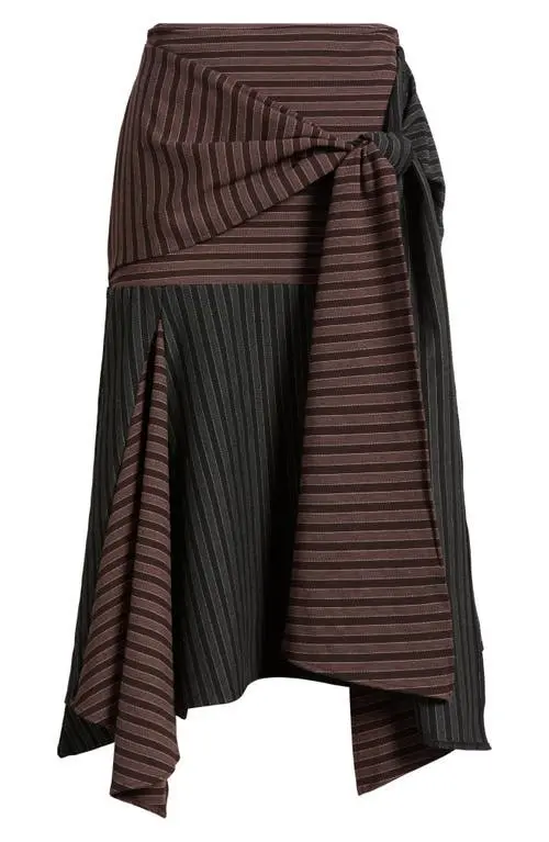 FENERS Promesa Pinstripe Flared Midi Skirt