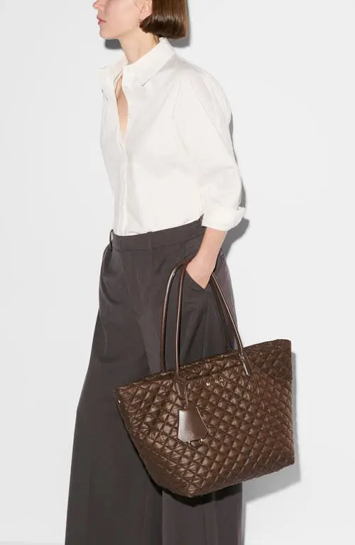 Mz Wallace Medium Daily Quilted Nylon Tote - Walnut