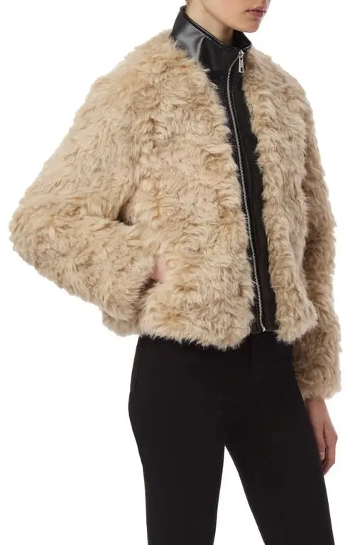 Apparis Lillet Pluche™ Bomber Jacket With Faux Leather Bib