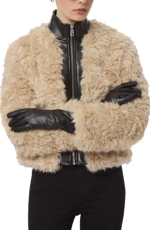 Apparis Lillet Pluche™ Bomber Jacket With Faux Leather Bib