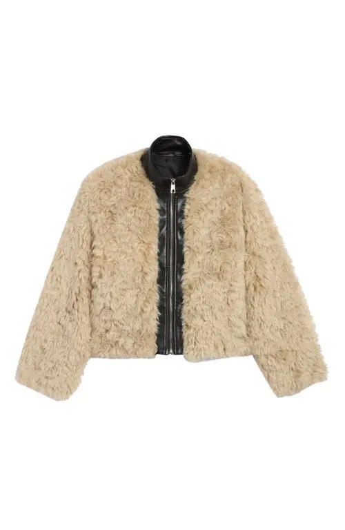 Apparis Lillet Pluche™ Bomber Jacket With Faux Leather Bib