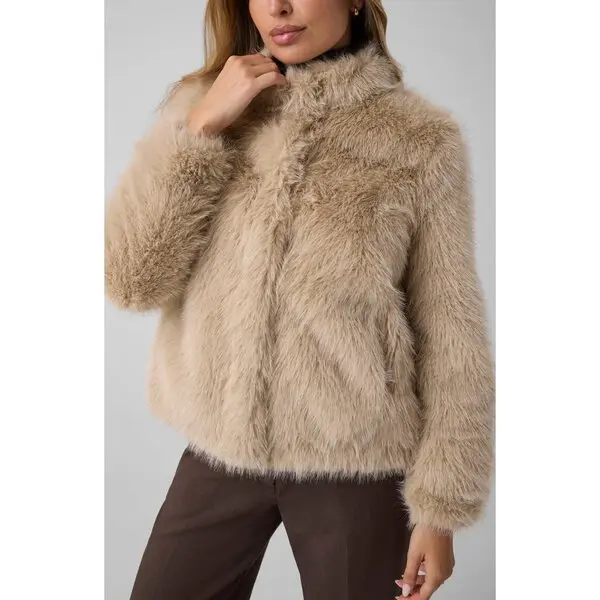 Guess Faux Fur Jacket - Cemento